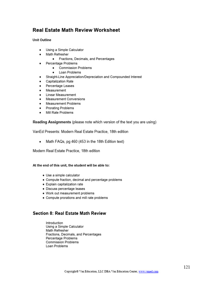 Real Estate Math Study Guide | PDF | Interest | Loans
