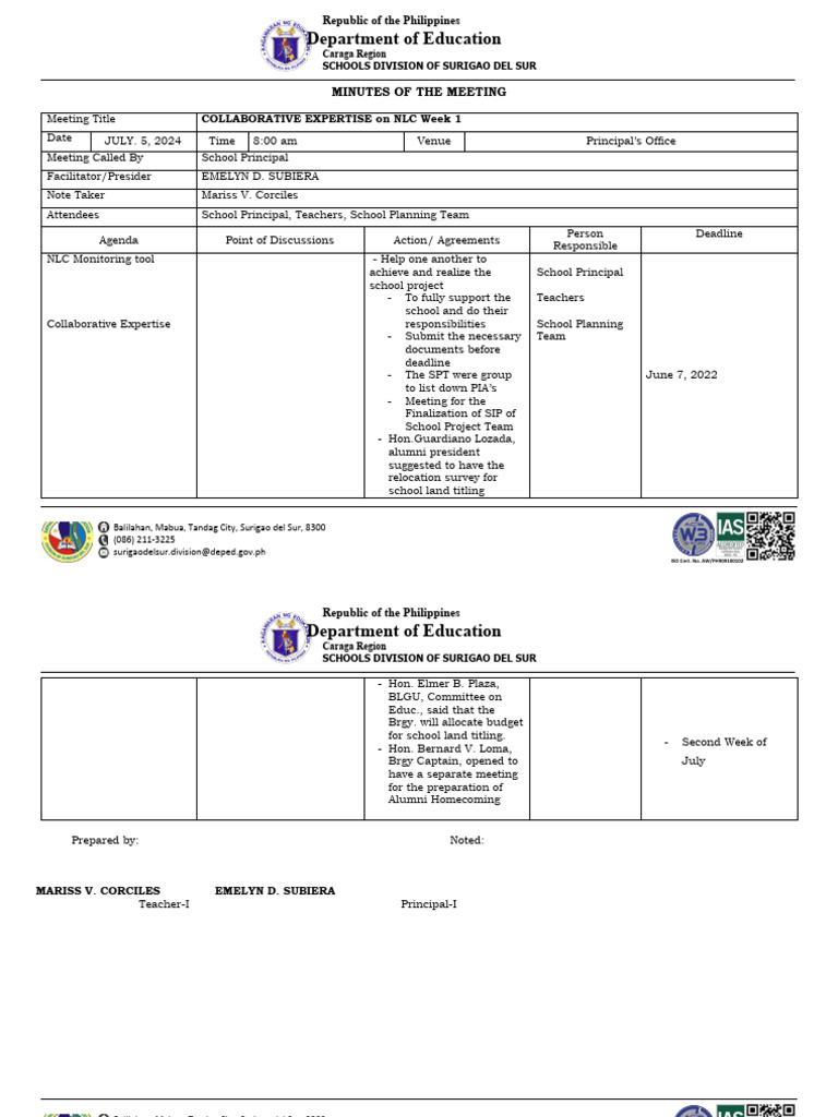 Sample Template LAC REPORT | PDF
