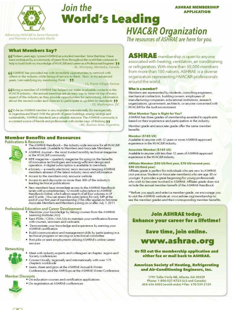 ASHRAE Membership Application Reg | PDF | Hvac | Science