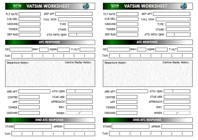 VATSIM Flight Operations Worksheet | PDF