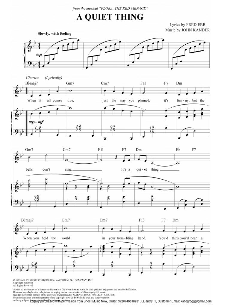 Quiet Thing Sheet Music Purchase Confirmation | PDF