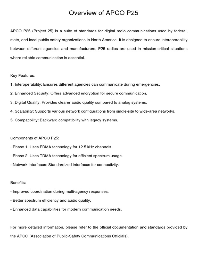 APCO P25 Overview | PDF