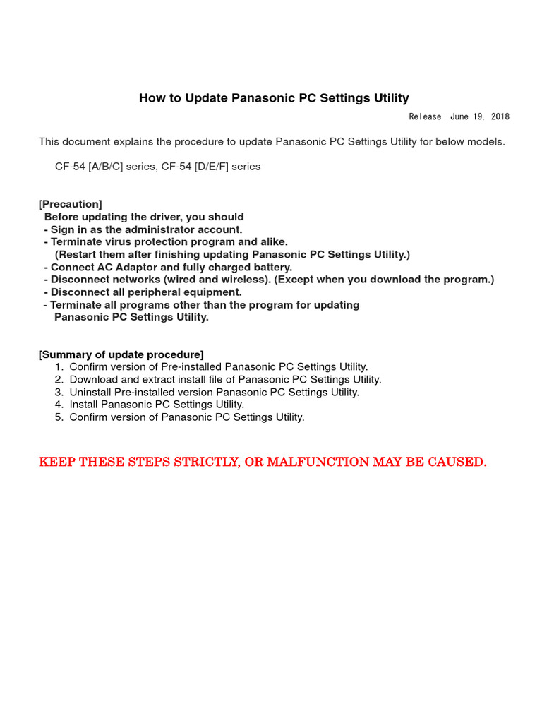 HowtoUpdate Panasonic PC Settings Utility Eng | PDF | Software | System Software