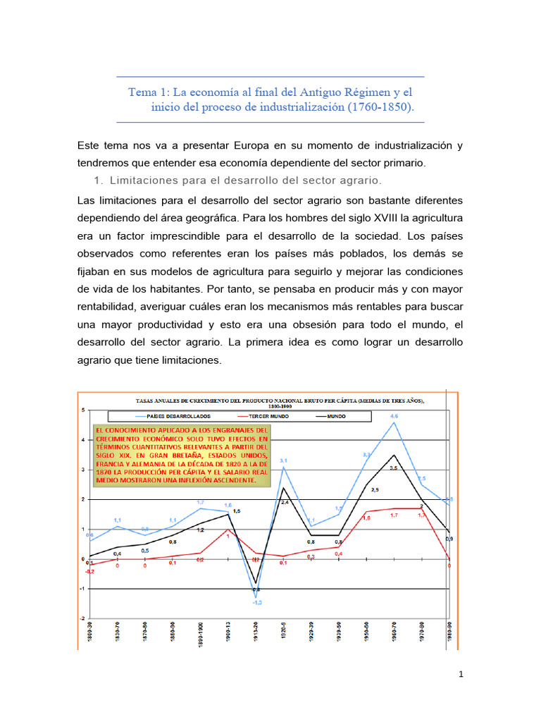 La Economía Al Final Del Antiguo Régimen y El Inicio Del Proceso de Industrialización (1760-1850 ...