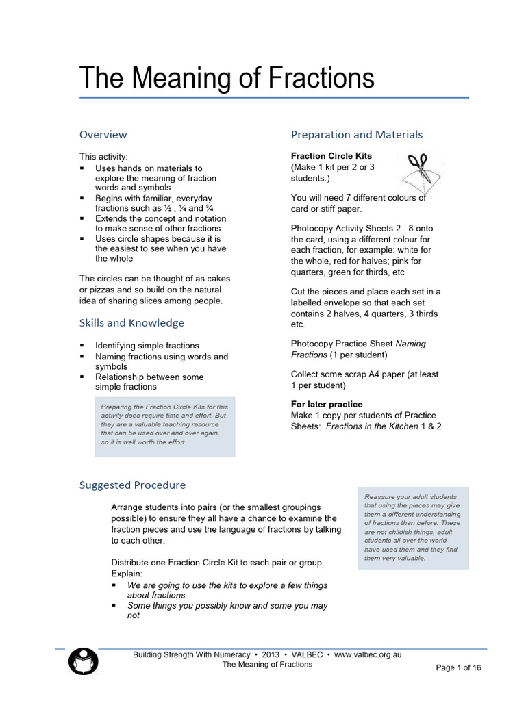 The Meaning of Fractions | PDF | Cognition