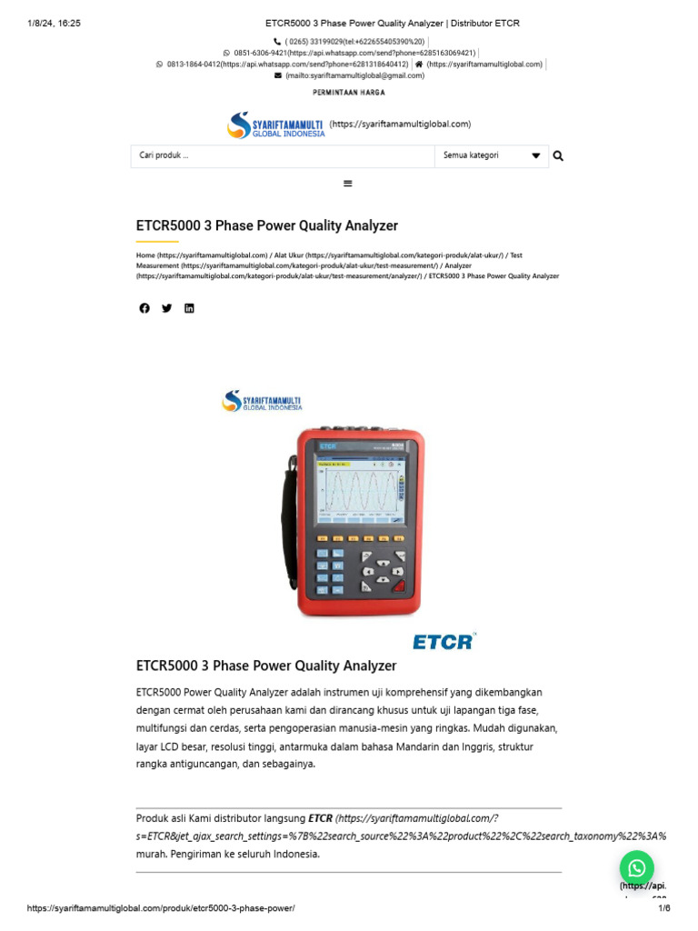 ETCR5000 3 Phase Power Quality Analyzer - Distributor ETCR | PDF ...