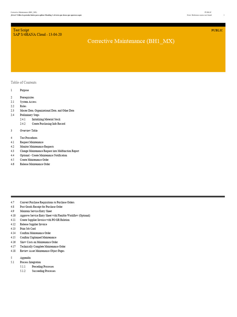 Scripts de Test - Corrective Maintenance (BH1 - MX) | PDF | Accounts ...