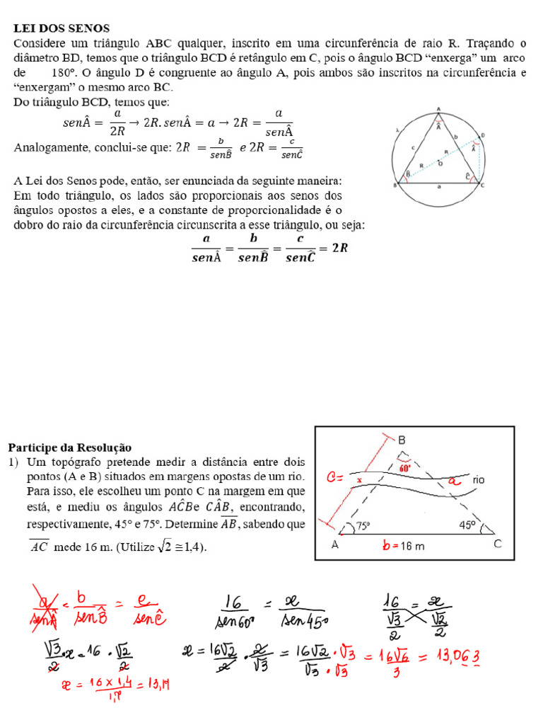 Lei Dos Senos e Dos Cossenos 25-08 | PDF