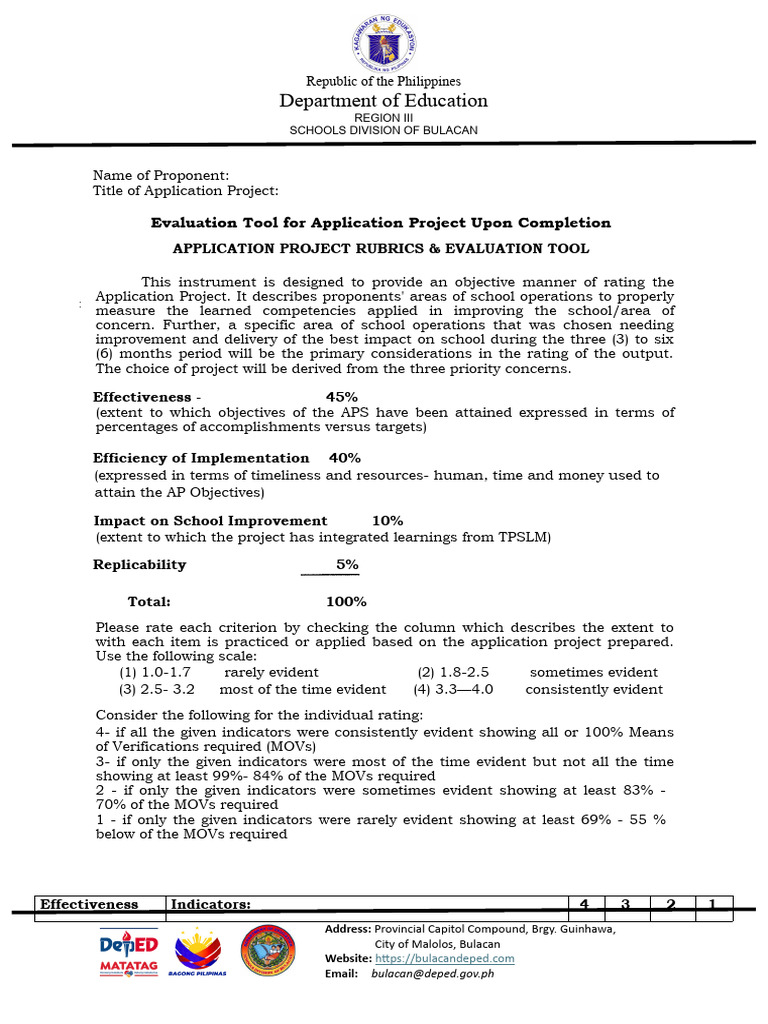 Application Project Evaluation Rubrics | PDF | Resource | Economies