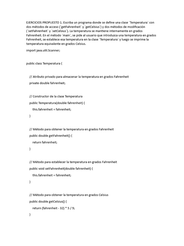 Tarea 3 Poo | PDF | Fahrenheit | Constructor (Programación Orientada a Objetos)