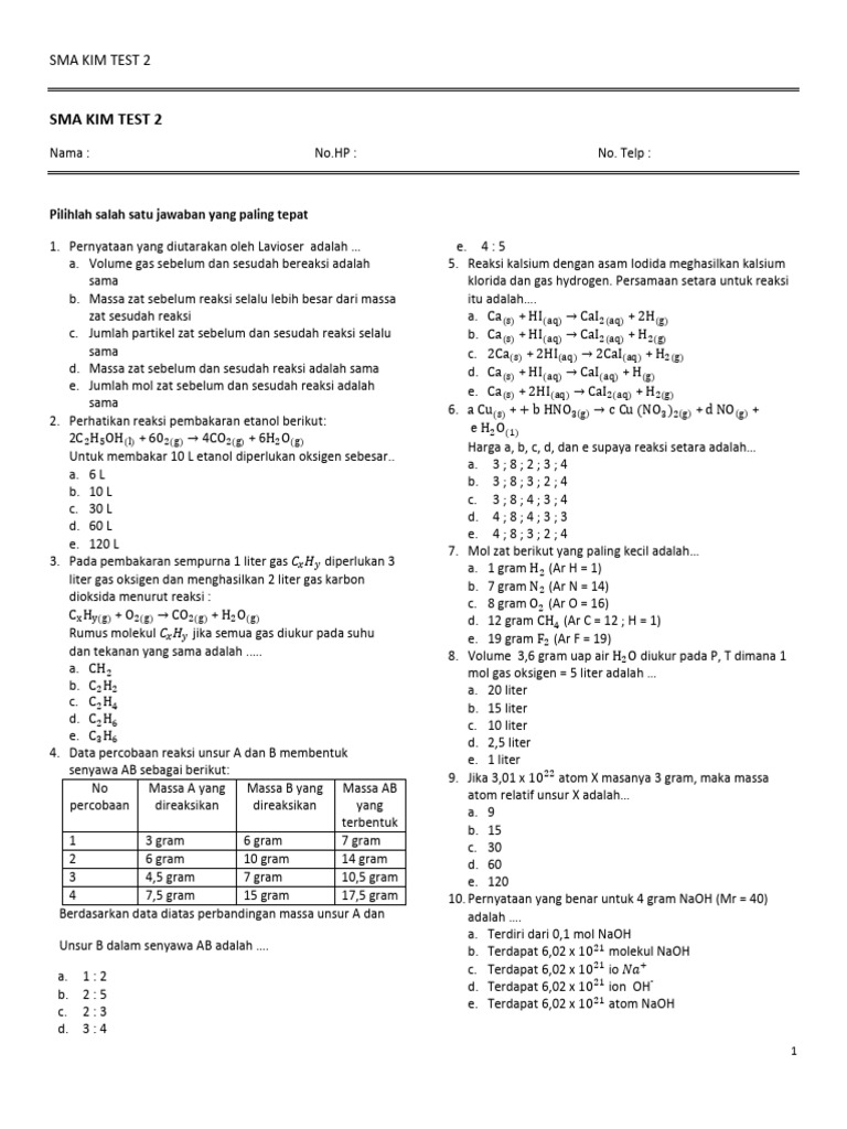 SMA KIM Test 2 | PDF