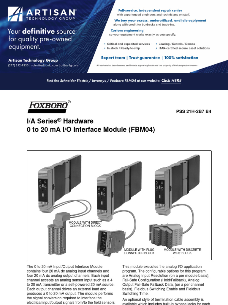 Invensys Foxboro FBM04 Manual | PDF | Electrical Connector ...