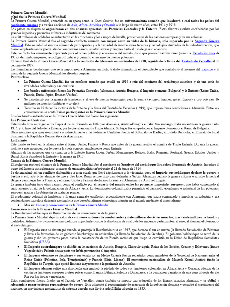 Primera Guerra Mundial | PDF | Primera Guerra Mundial | Austria Hungría