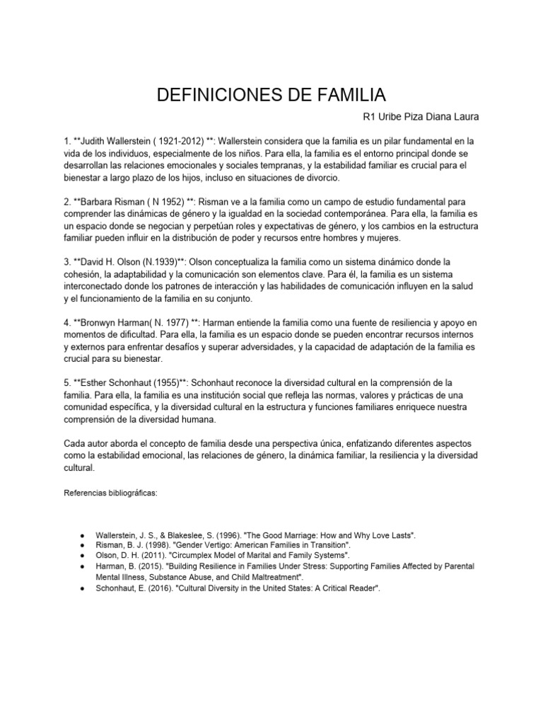 Conceptos de Familia | PDF | Educación en artes liberales | Psicología ...