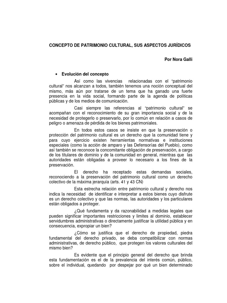 Concepto de Patrimonio Cultural | PDF | Patrimonio cultural | Bienes (Ley)