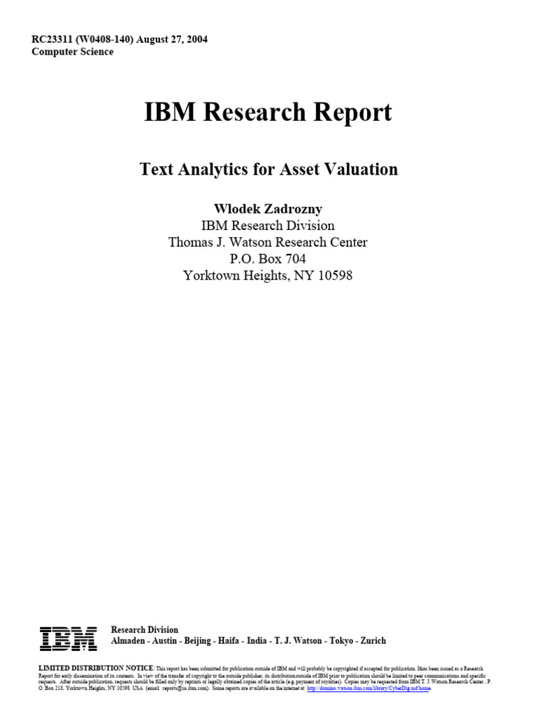 Artículo IBM Research Valor Intangibles Vs Valor Tangibles | PDF | Analytics | Data