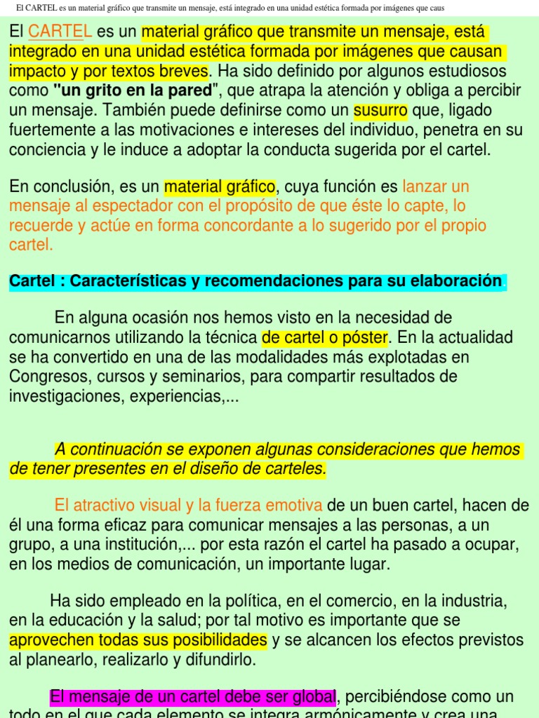 El Cartel Informativo y Formativo | PDF | Póster | Color