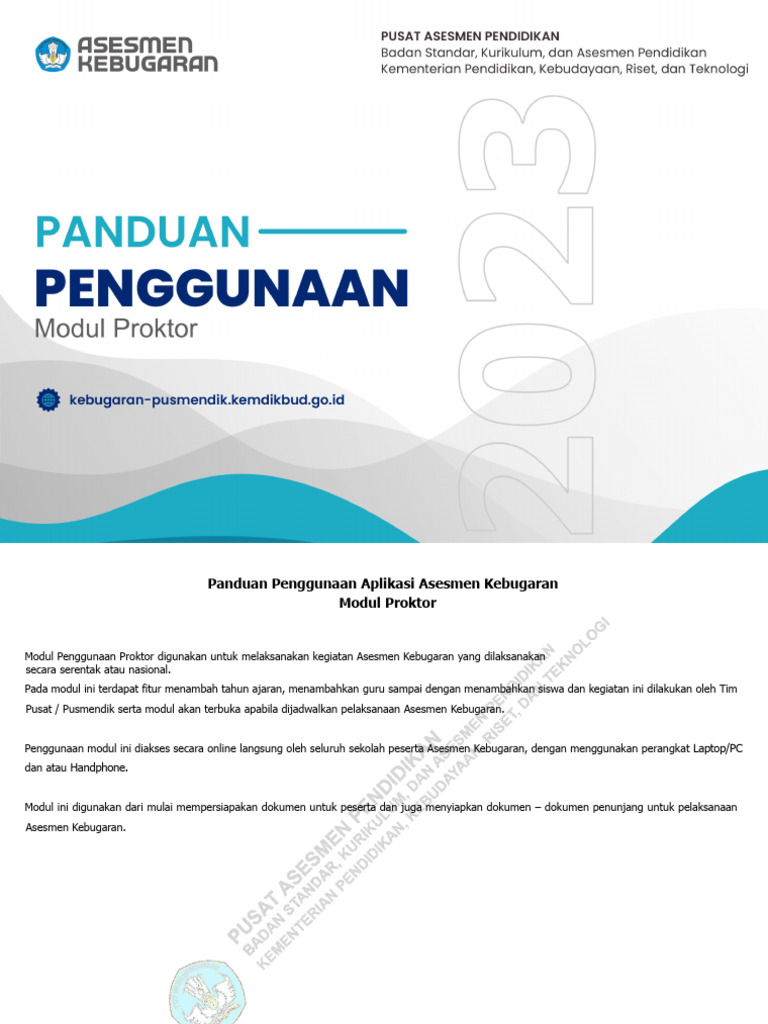 Pusmendik - Panduan Penggunaan Aplikasi Asesmen Kebugaran - Proktor | PDF