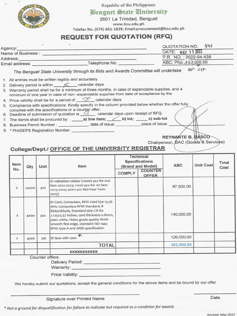 RFQ OUR 451 ID Paraphernalia | PDF