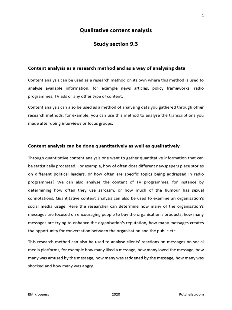 Qualitative Content Analysis | PDF | Qualitative Research | Information