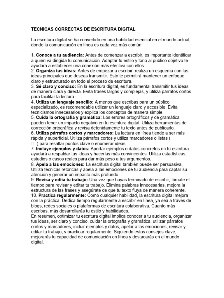 Técnicas Efectivas de Escritura Digital | PDF | Exactitud y precisión ...