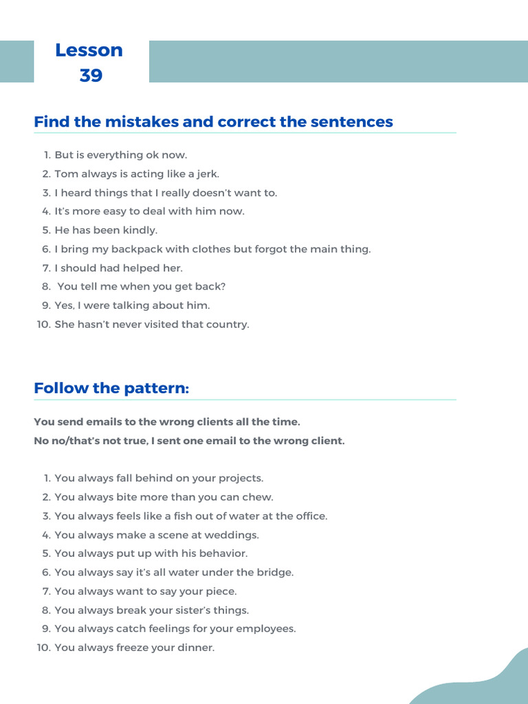 Correcting Common English Mistakes | PDF | Memory