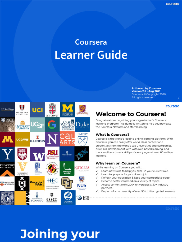 Coursera Learner Guide - 2021 | PDF | Login | Learning