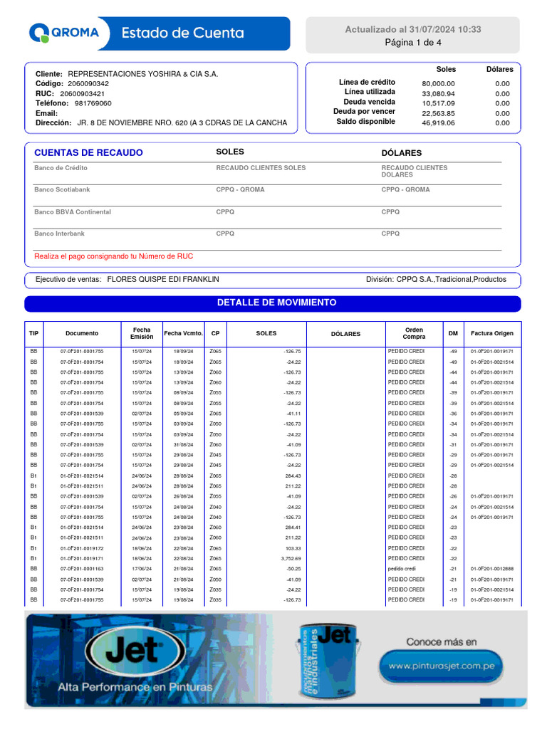 Eecc - Repre. Yoshira | PDF | Servicios financieros | Bancario