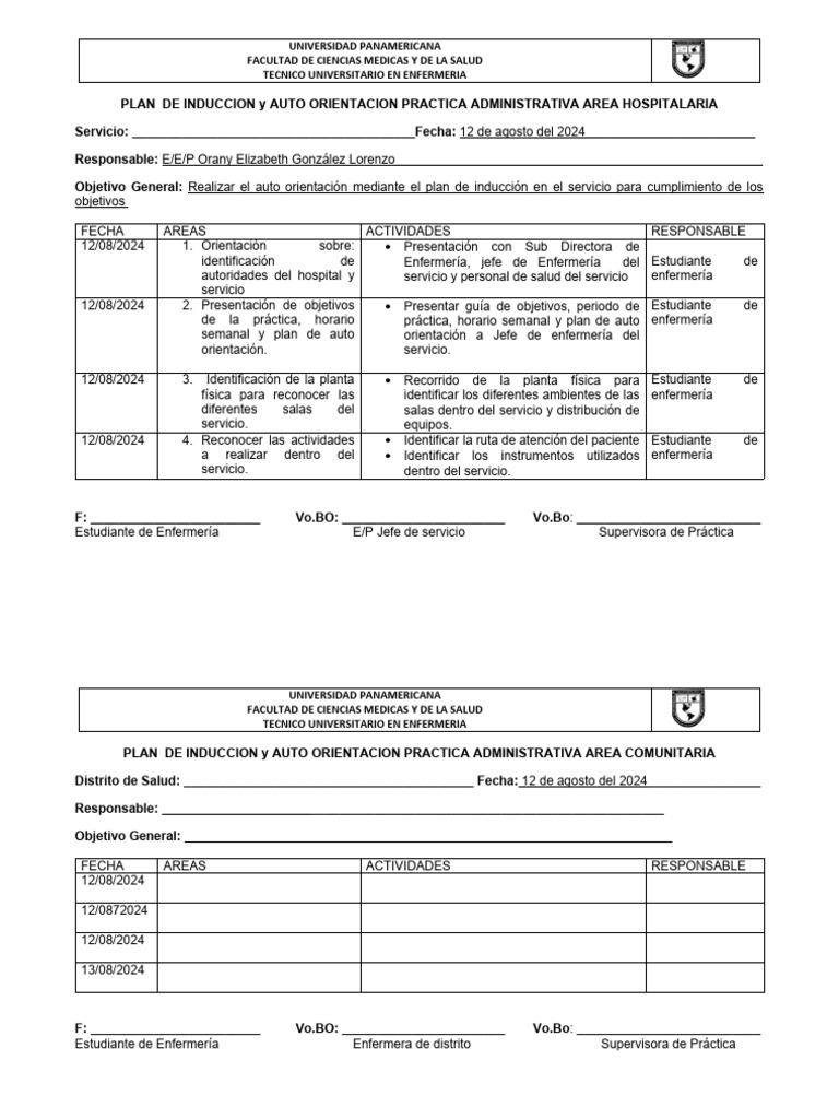 2 Formato de Induccion | PDF | Enfermería | Especialidades Medicas