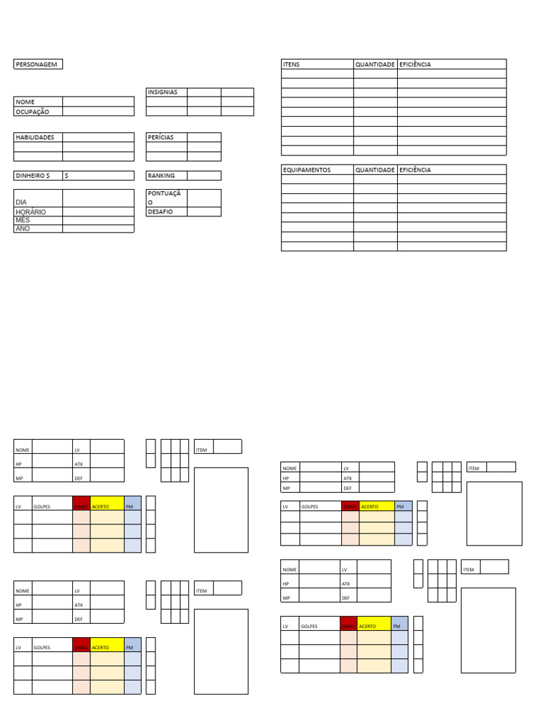 Ficha de Personagem para RPG Pokémon | PDF
