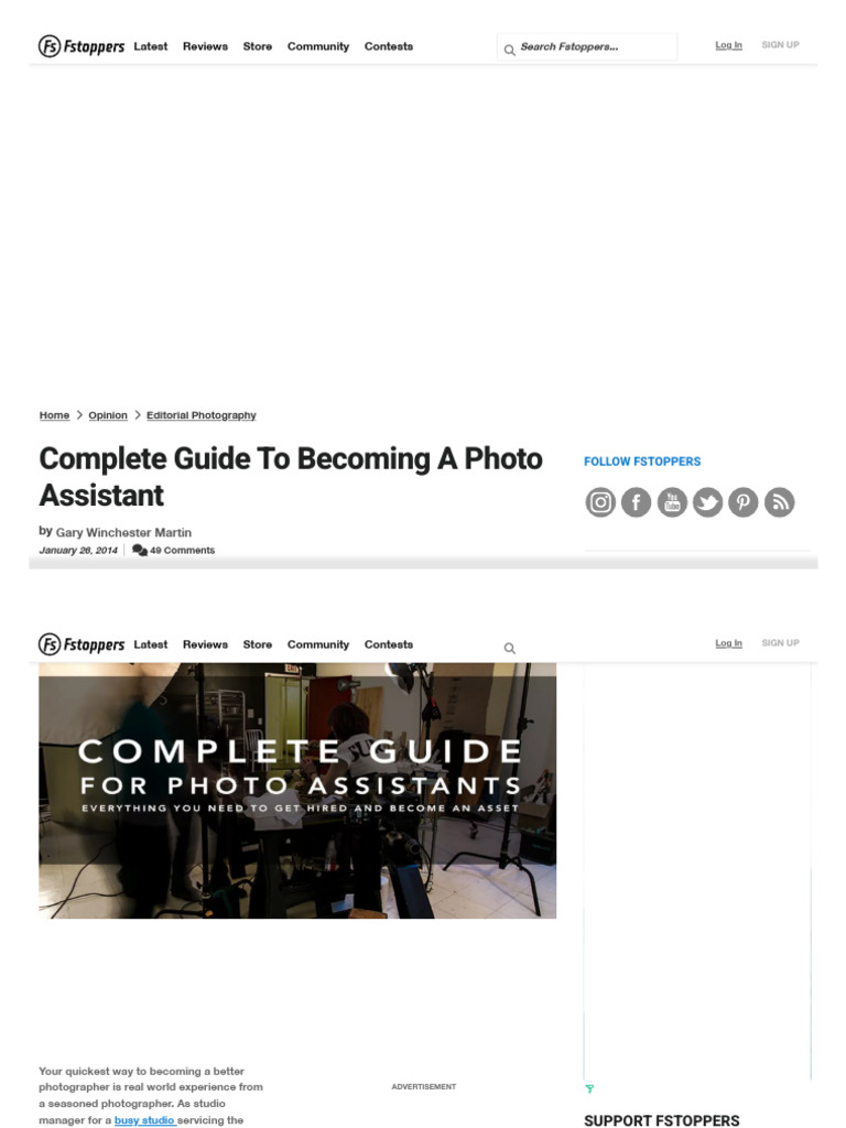 Complete Guide To Becoming A Photo Assistant - Fstoppers | PDF ...