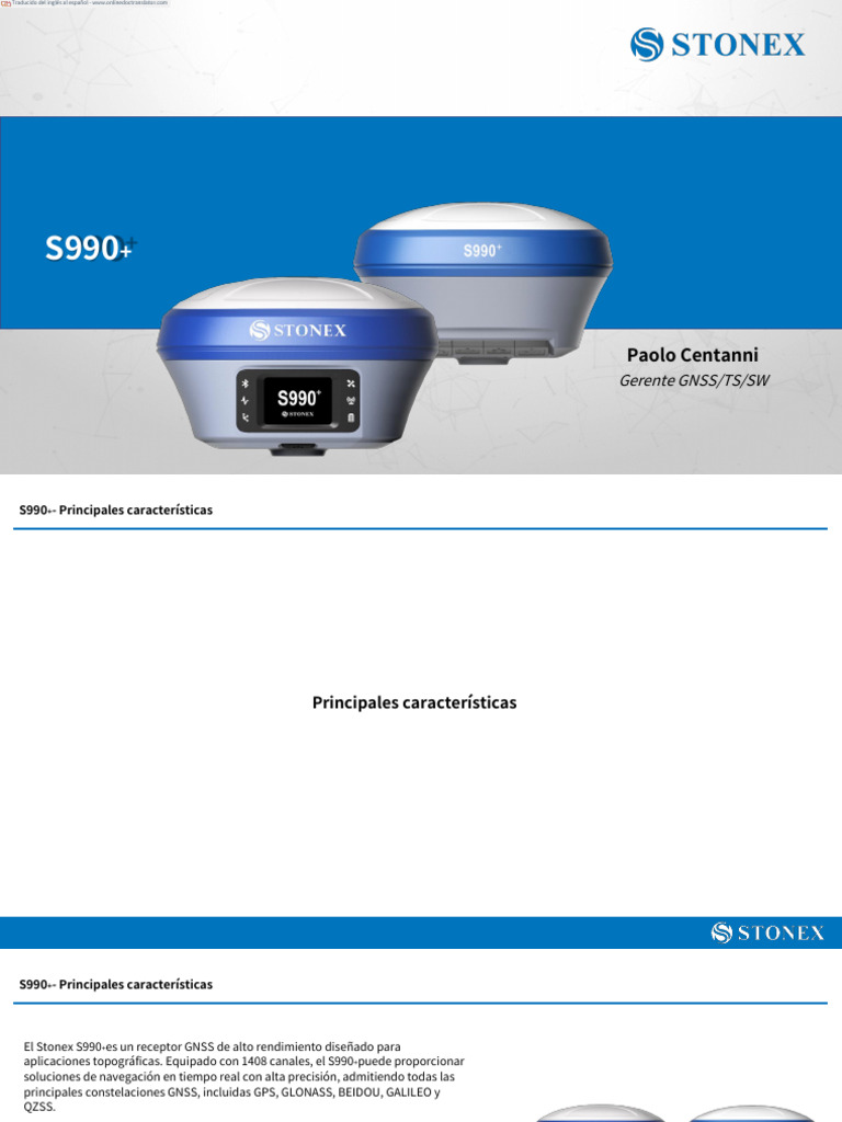 Stonex S990+ - Presentation Español | PDF | Sistema de Posicionamiento Global | Gsm