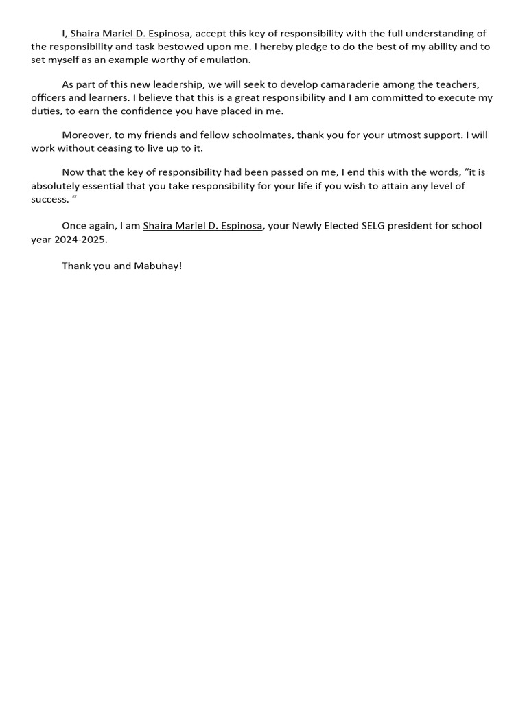 Key of Responsibility Acceptance | PDF