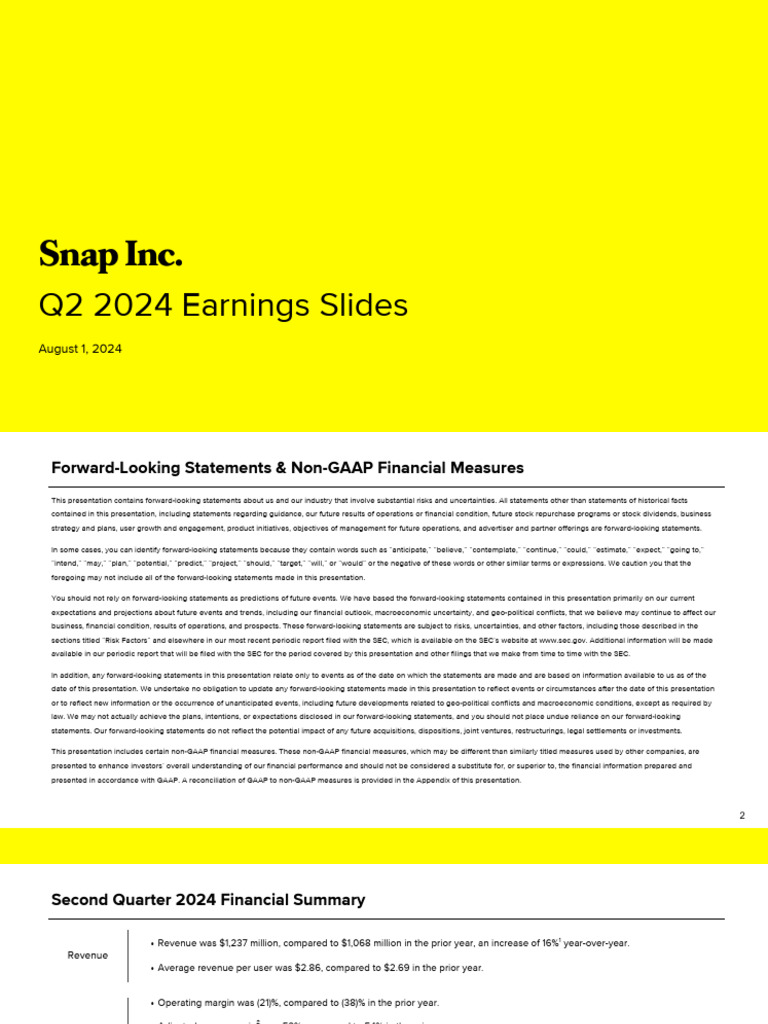 Snap | PDF | Net Income | Snapchat
