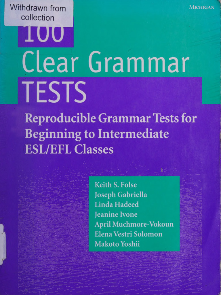 100 Clear Grammar Tests - Reproducible Grammar Tests | PDF | Verb ...