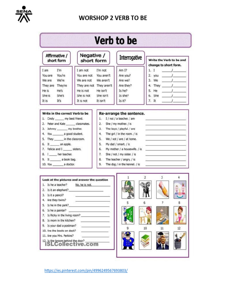 Workshop 2 Verb To Be | PDF