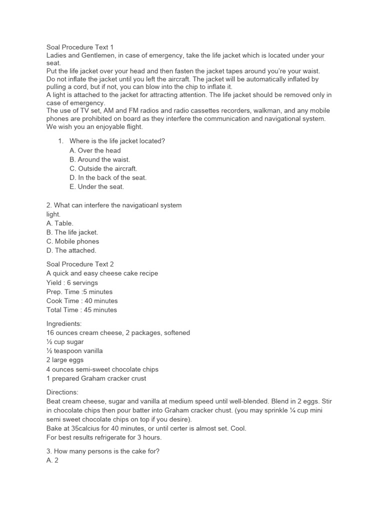 Soal Procedure Text Kelas 11 | PDF | Compact Disc | Soy Milk