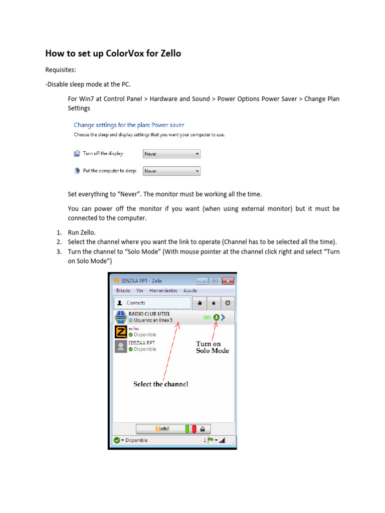 How To Set Up ColorVox For Zello | PDF | Radio | Computer Monitor
