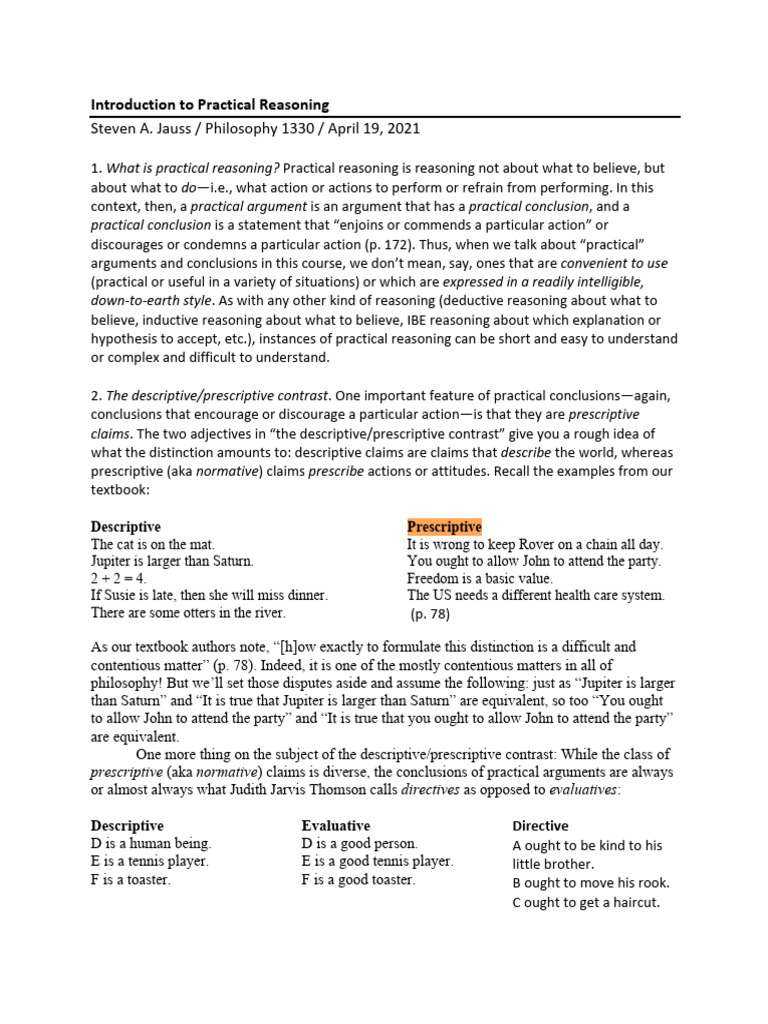Introduction To Practical Reasoning | PDF | Fallacy | Argument
