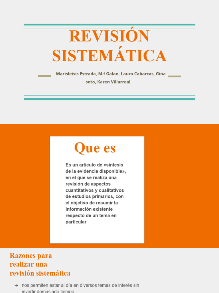 Revisión Sistemática | PDF | Metaanálisis