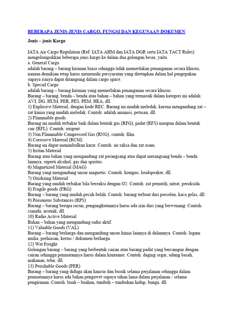 Jenis Cargo | PDF
