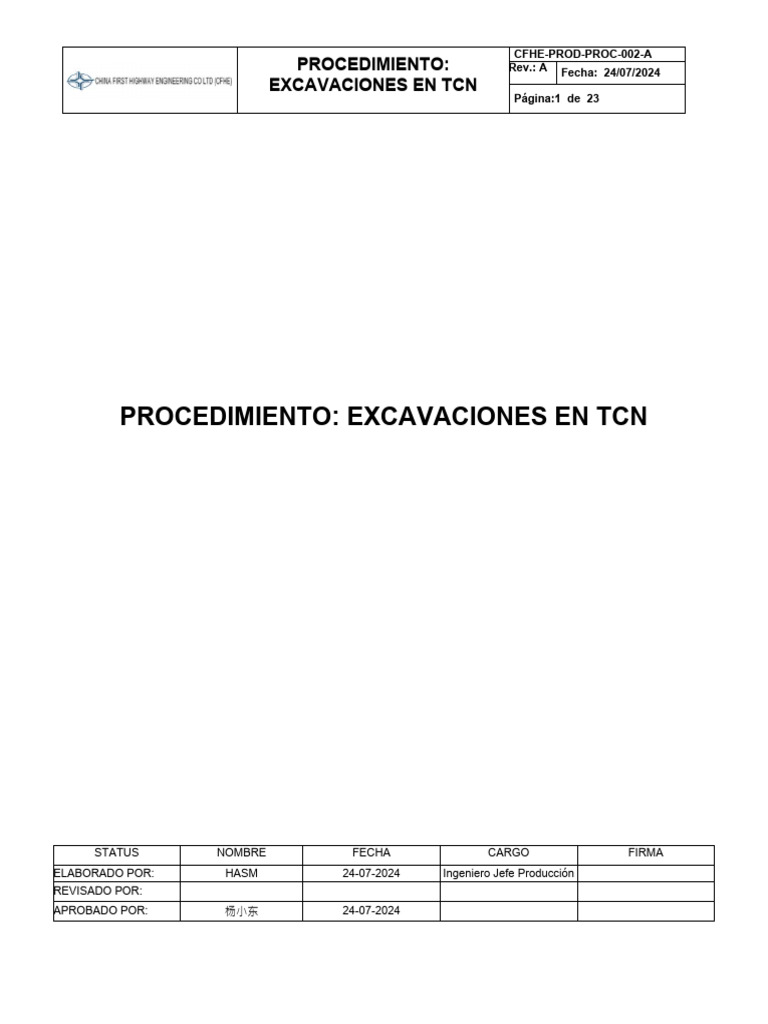 Procedimiento de Excavaciones en TCN | PDF | Topografía | Camión