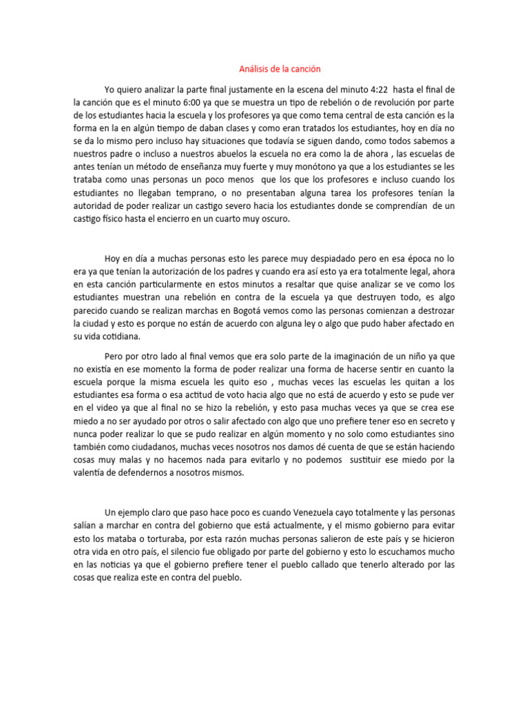 Análisis de La Canción | PDF