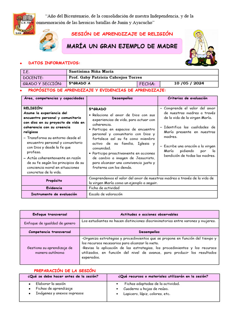Ses-V-Reli-María Un Gran Ejemplo de Madre5a | PDF | María, madre de ...