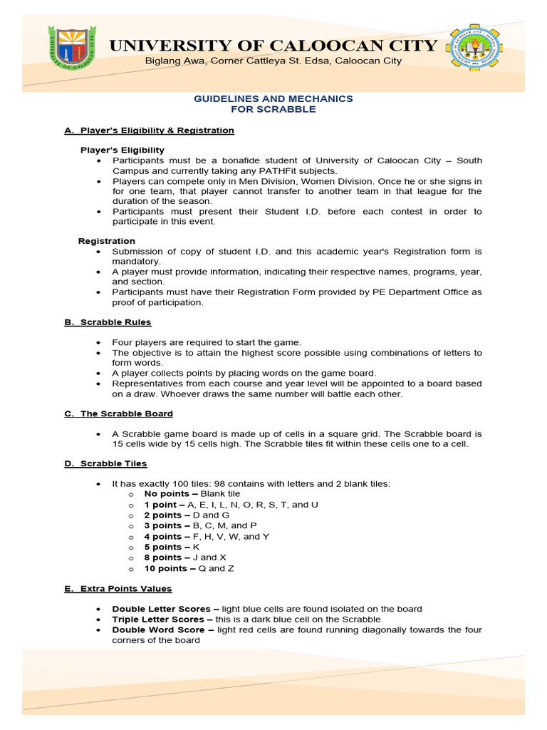 Scrabble Guidelines and Mechanics Final 1 | PDF