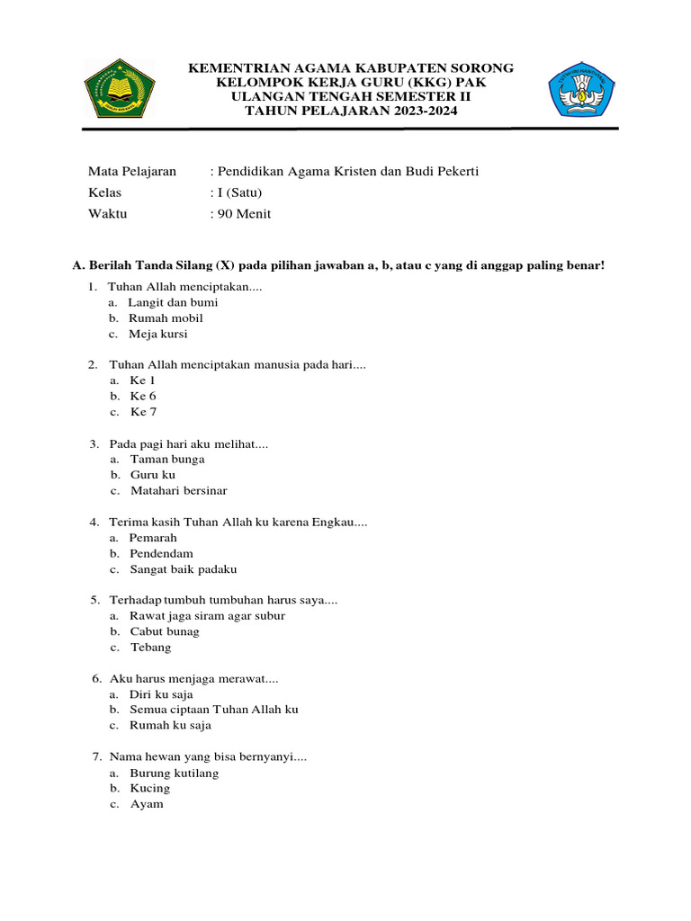 Soal Kelas 1 KKG-II | PDF