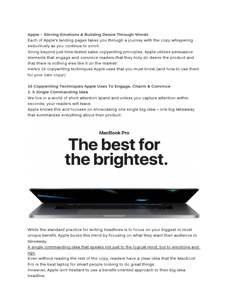 Apple’s 16 Persuasive Copywriting Techniques | PDF | Apple Inc ...