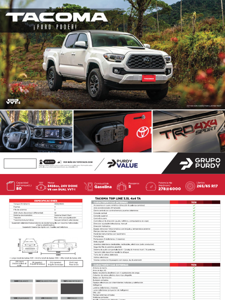 Ficha Técnica - Ficha Técnica Toyota Tacoma | PDF