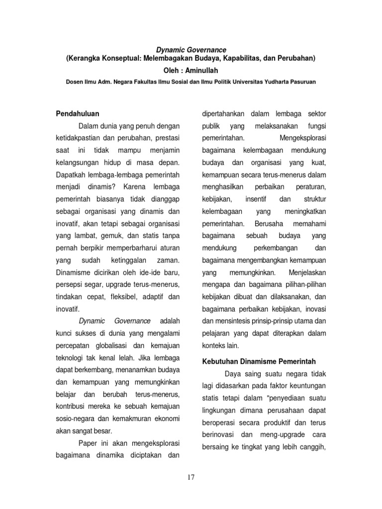 Adoc - Pub - Dynamic Governance Kerangka Konseptual Melembagaka | PDF