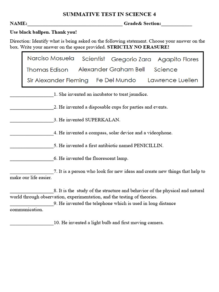 Summative Test in Science 4 | PDF | Self-Improvement | Wellness